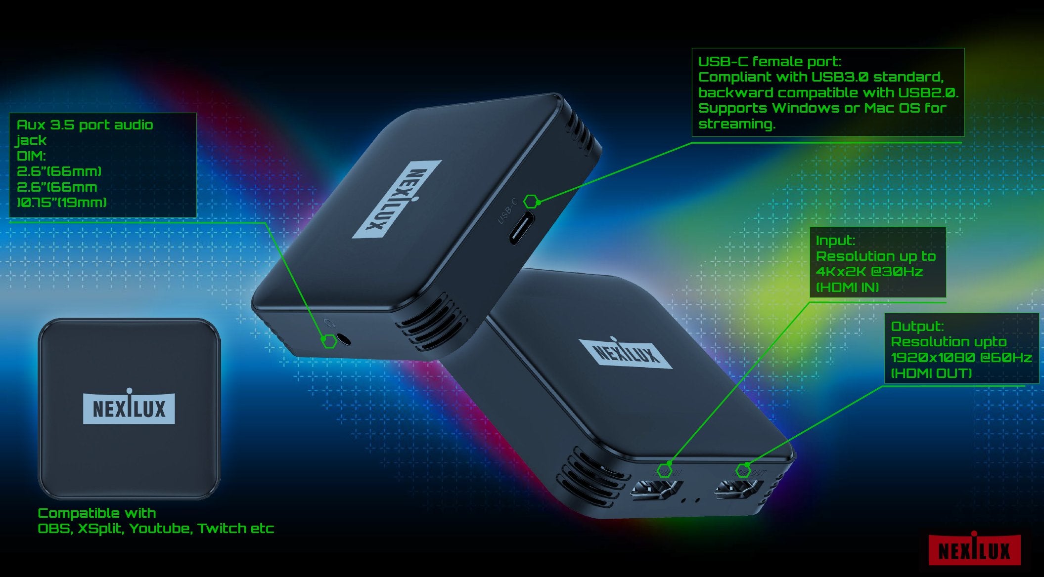 NEXILUX USB HDMI Video Capture Card - Livestream - Record – Anthrox